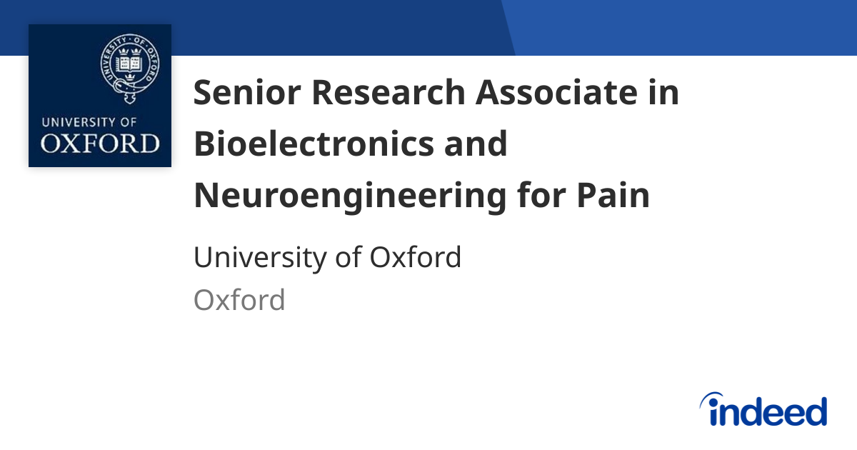 Senior Research Associate in Bioelectronics and Neuroengineering for ...