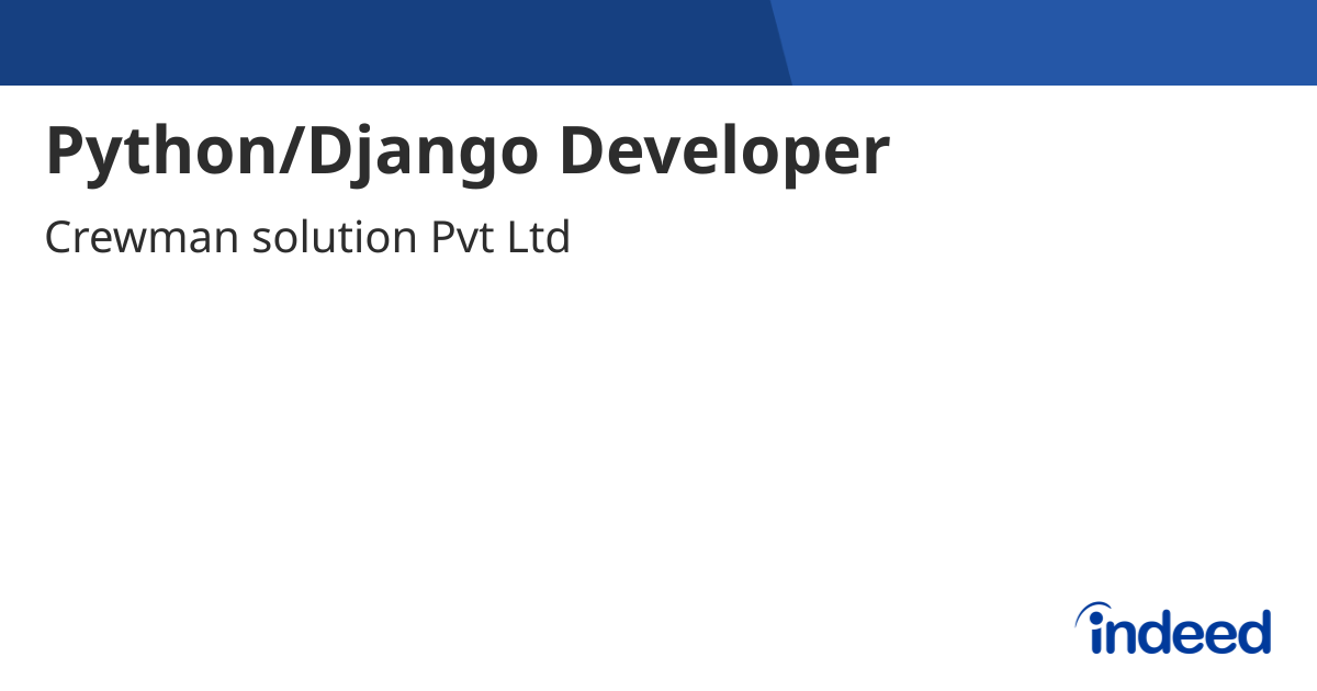 Python/Django Developer - Noida Sector 62, Noida, Uttar Pradesh - Indeed.com