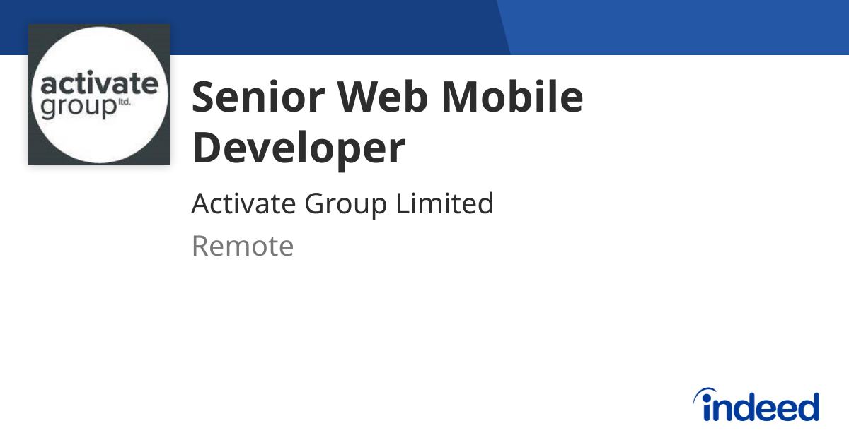 Senior Web Mobile Developer - Remote - Indeed.com