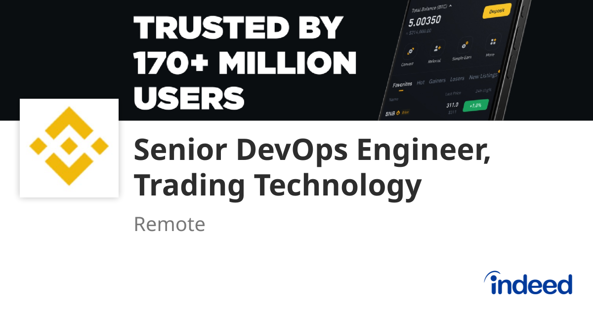 Senior DevOps Engineer, Trading Technology - Remote - Indeed.com