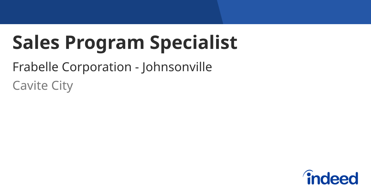 Sales Program Specialist - Cavite City - Indeed.com