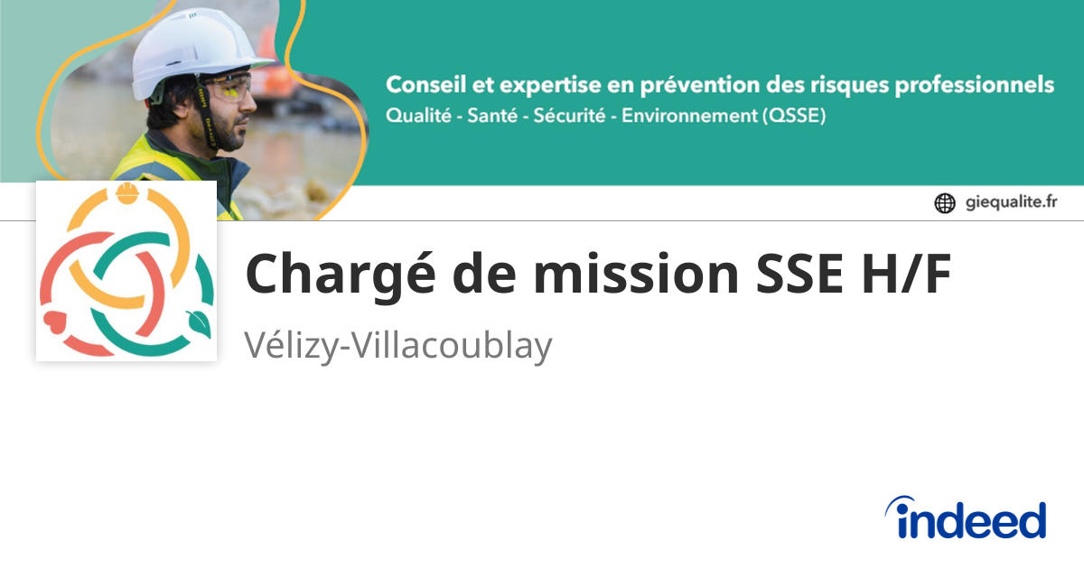 Chargé de mission SSE H/F - 78140 Vélizy-Villacoublay - Indeed.com