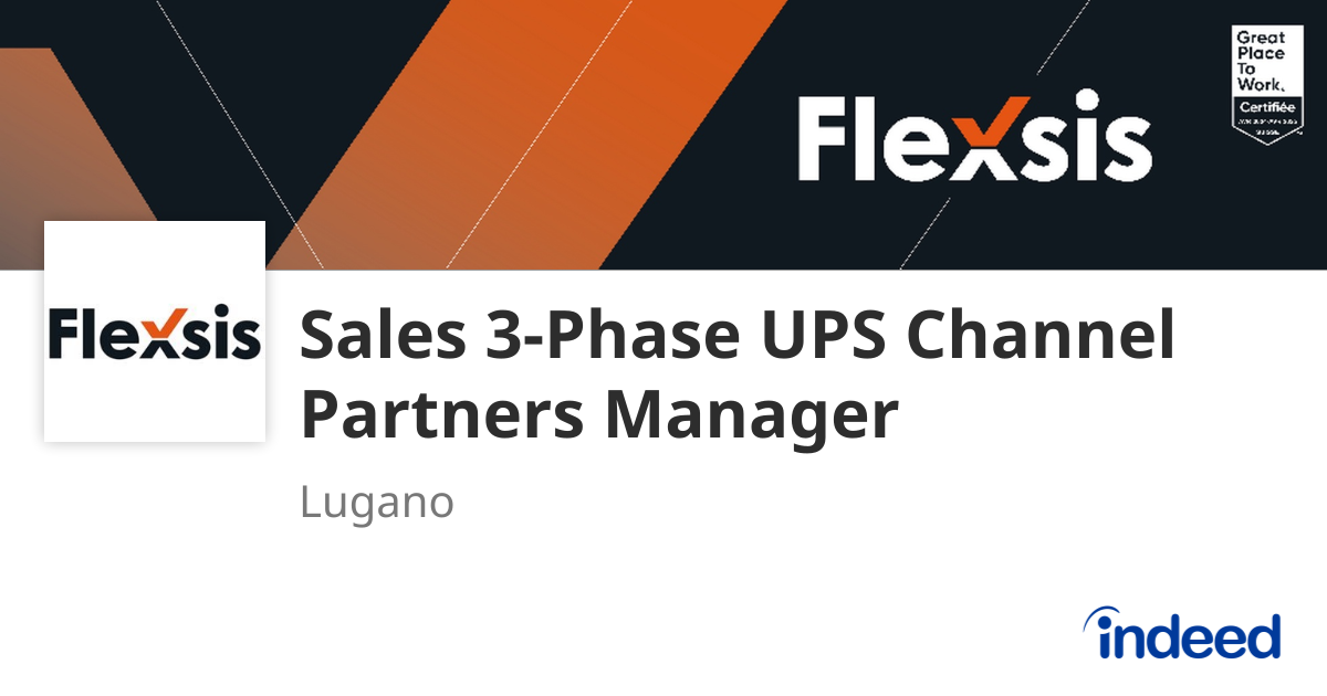 Sales 3-Phase UPS Channel Partners Manager - 6900 Lugano, TI - Indeed.com