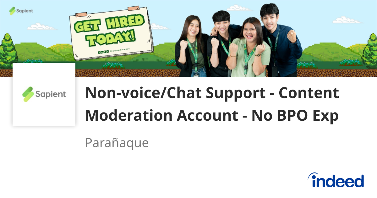 Non-voice/Chat Support - Content Moderation Account - No BPO Exp Needed ...