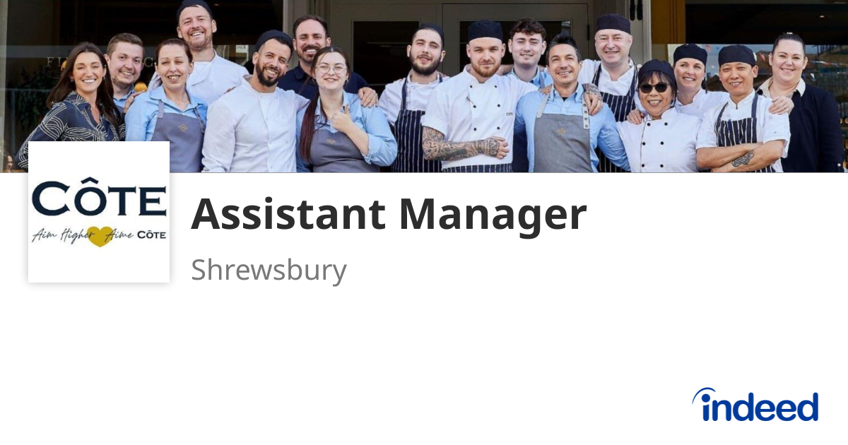 Assistant Manager - Shrewsbury SY1 1JZ - Indeed.com
