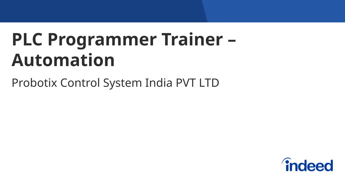PLC Programmer Trainer – Automation - Pune, Maharashtra - Indeed.com