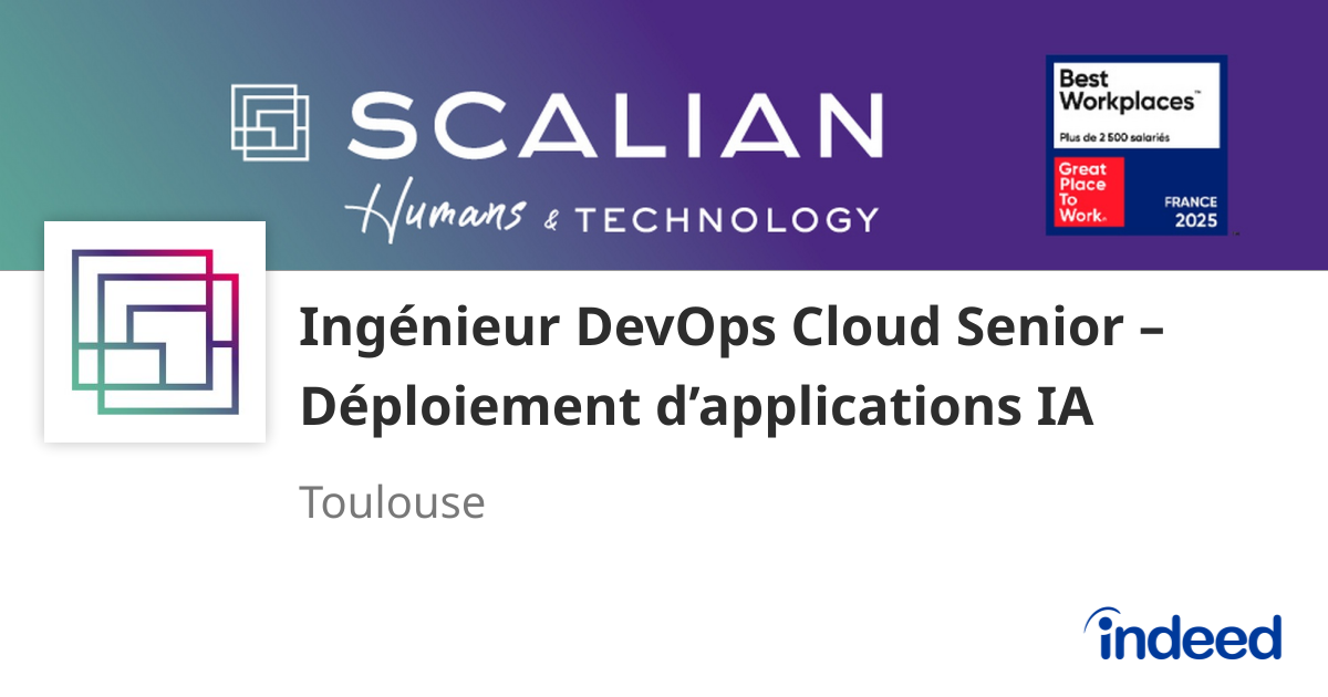 Ingénieur DevOps Cloud Senior – Déploiement d’applications IA ...