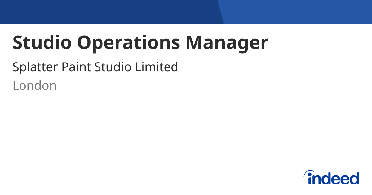 Studio Operations Manager - London SE1 - Indeed.com