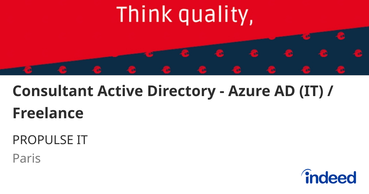 Consultant Active Directory - Azure AD (IT) / Freelance - Paris (75 ...