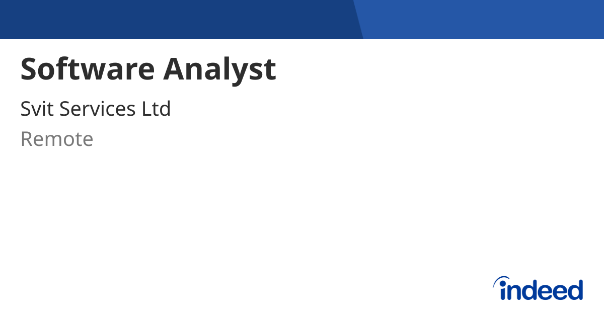 Software Analyst - Remote - Indeed.com