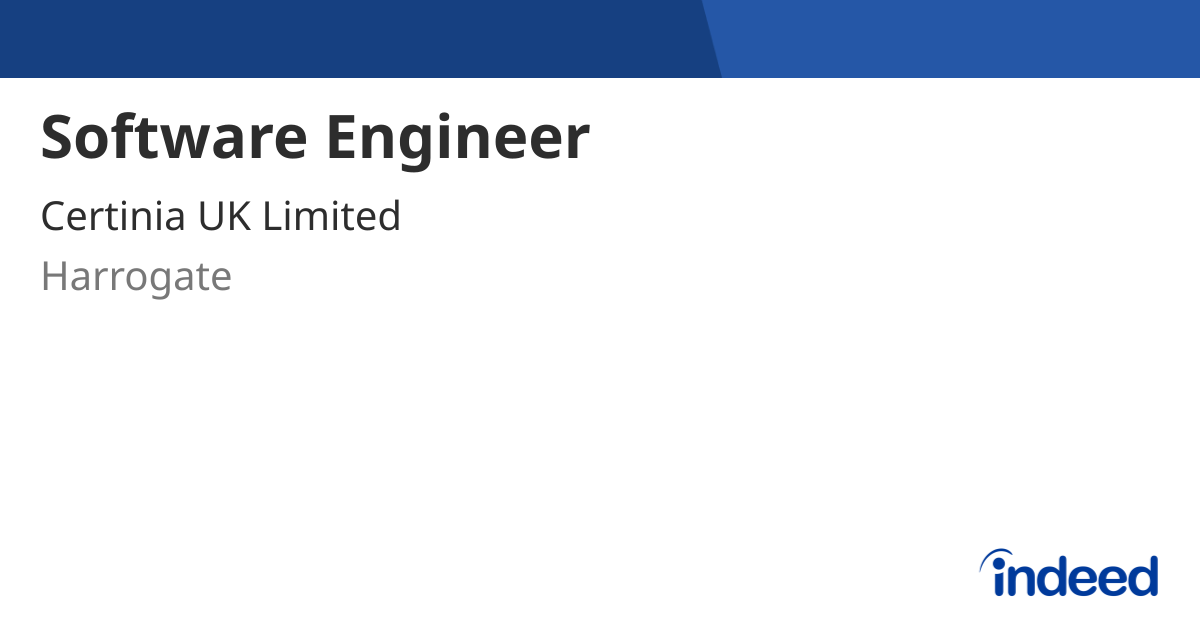 Software Engineer - Harrogate HG3 1RY - Indeed.com