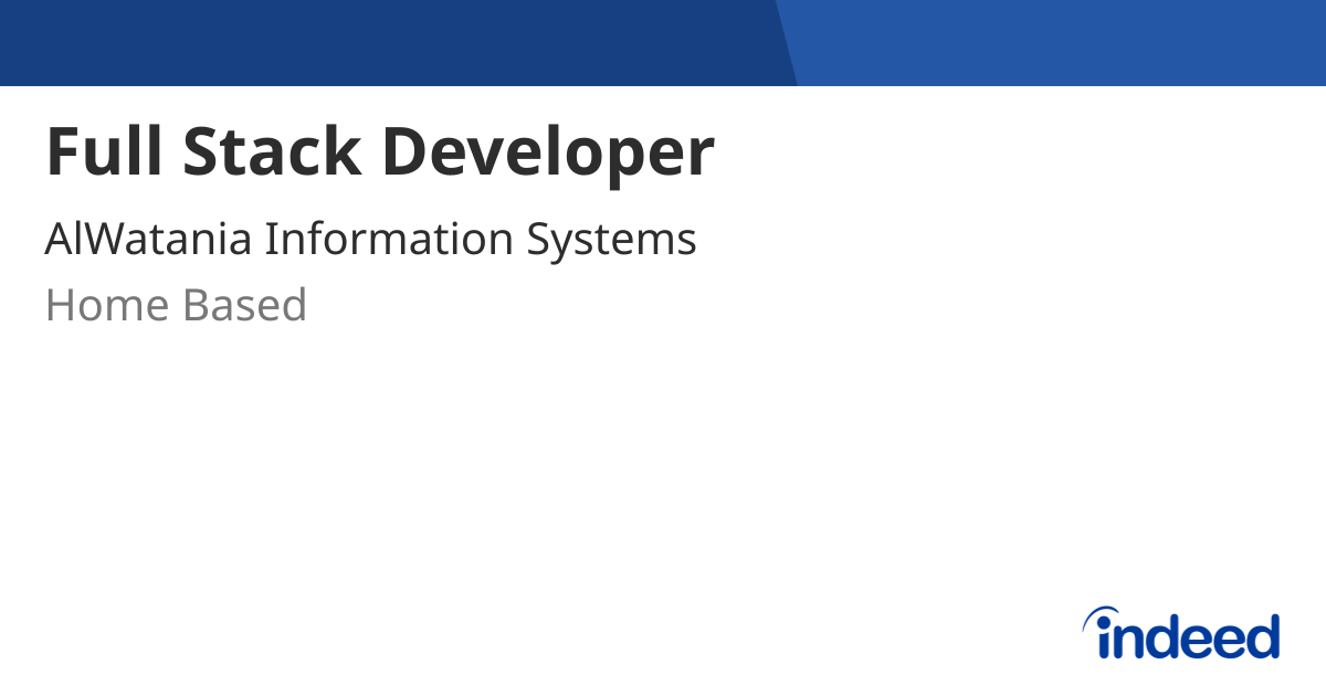 Full Stack Developer - Home Based - Indeed.com