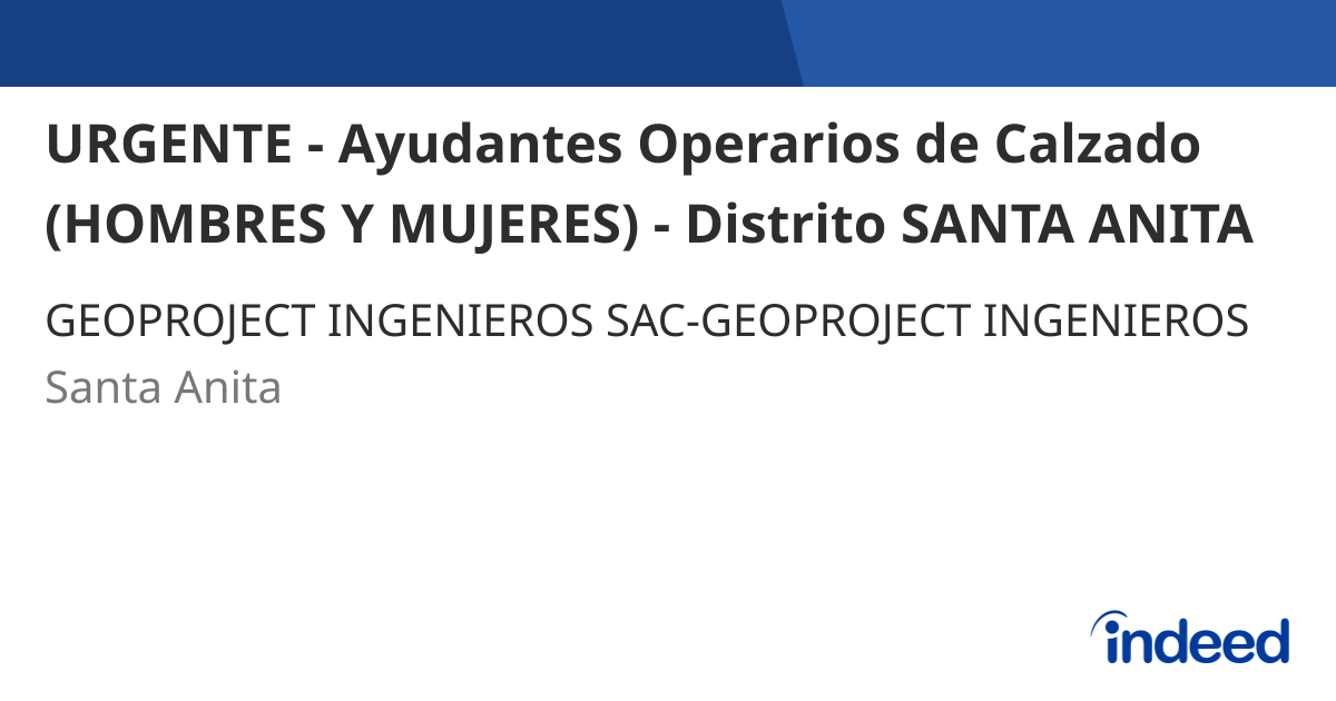URGENTE - Ayudantes Operarios de Calzado (HOMBRES Y MUJERES) - Distrito ...