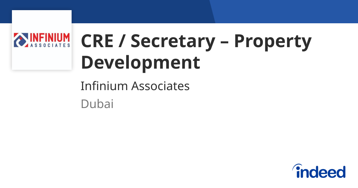 CRE / Secretary – Property Development - Dubai - Indeed.com