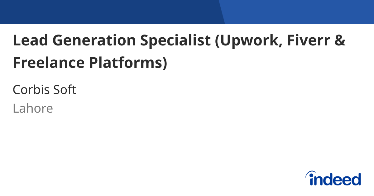 Lead Generation Specialist (Upwork, Fiverr & Freelance Platforms ...