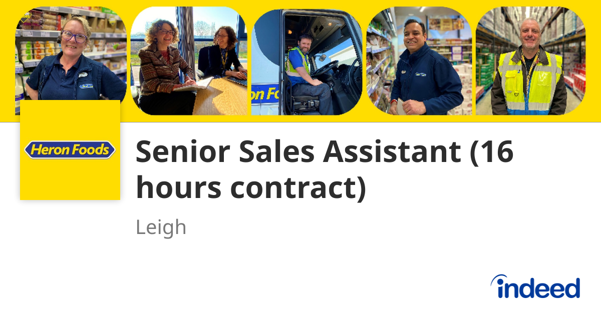 Senior Sales Assistant (16 hours contract) - Leigh WN7 5HS - Indeed.com