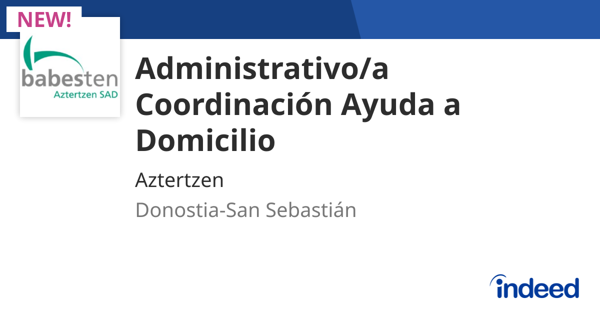 Administrativo/a Coordinación Ayuda a Domicilio - Donostia-San ...