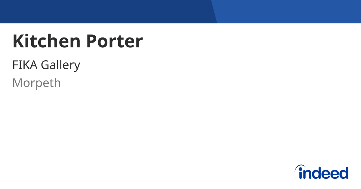 Kitchen Porter - Morpeth NE61 1PY - Indeed.com