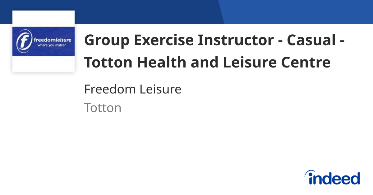 Group Exercise Instructor - Casual - Totton Health and Leisure Centre ...
