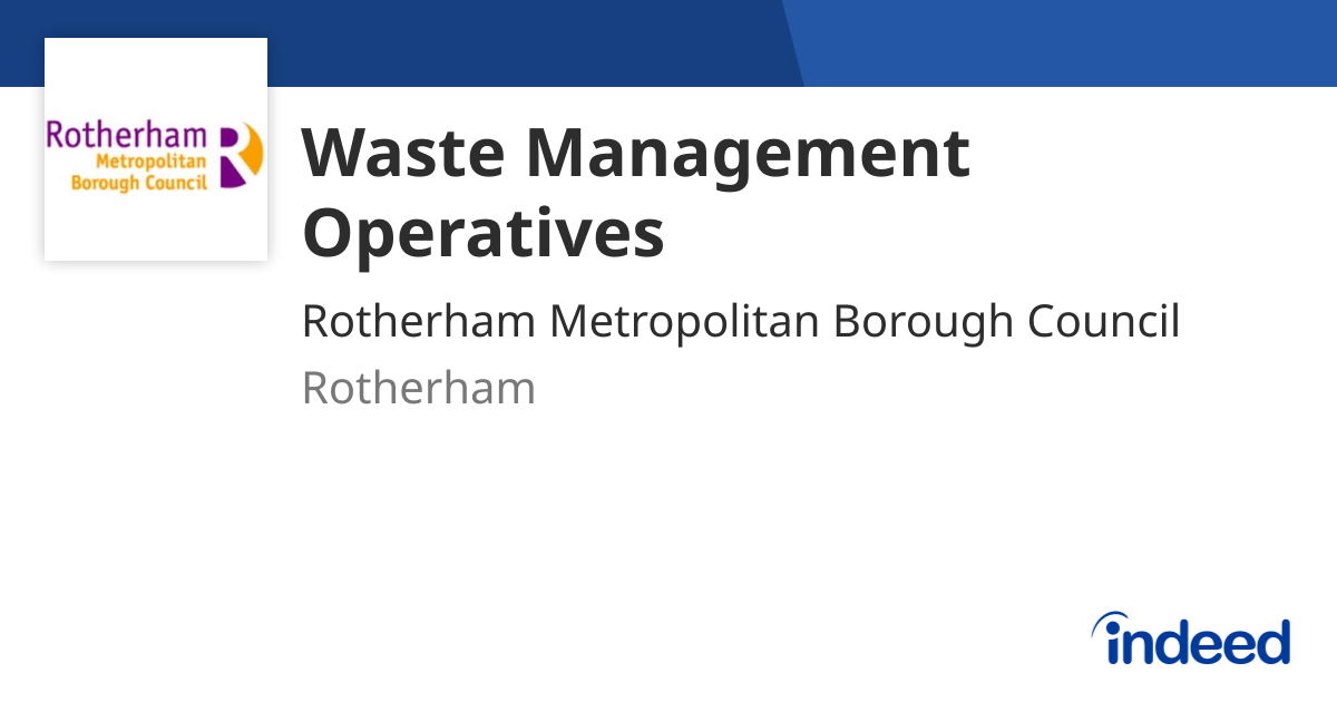 Waste Management Operatives - Rotherham - Indeed.com