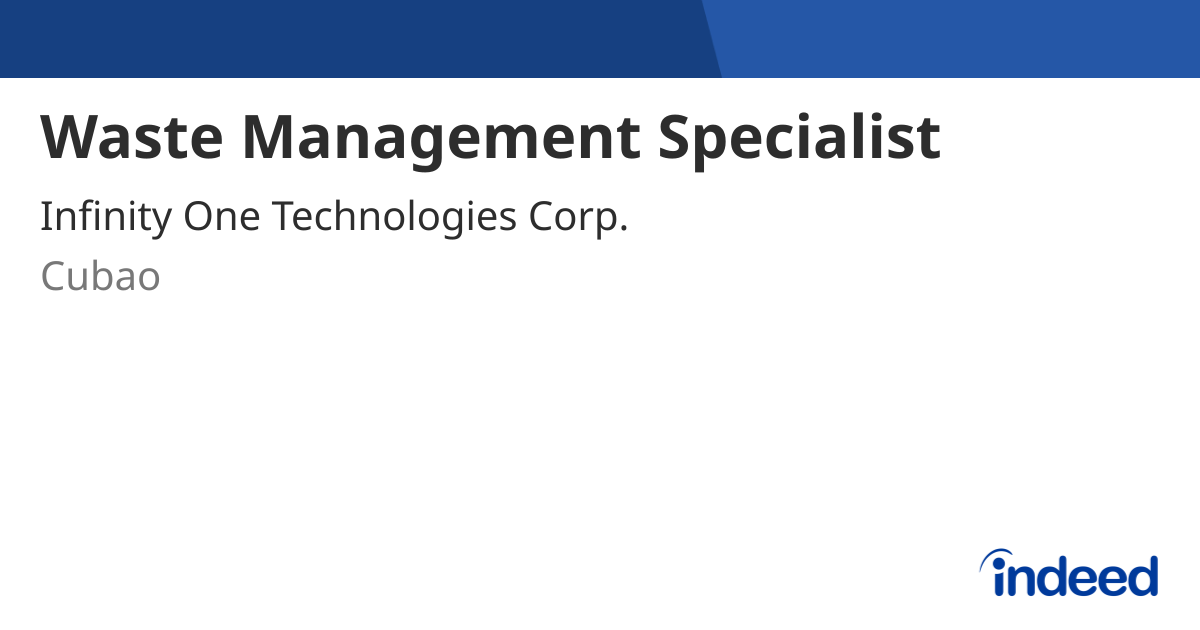 Waste Management Specialist - Cubao - Indeed.com