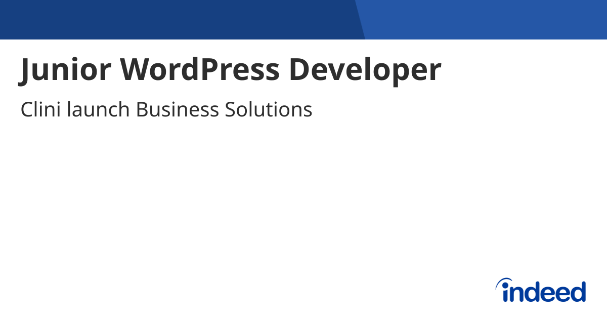 Junior WordPress Developer - Bengaluru, Karnataka - Indeed.com