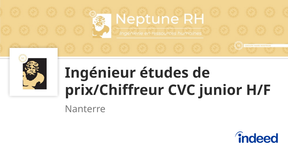 Ingénieur études de prix/Chiffreur CVC junior H/F - 92000 Nanterre ...