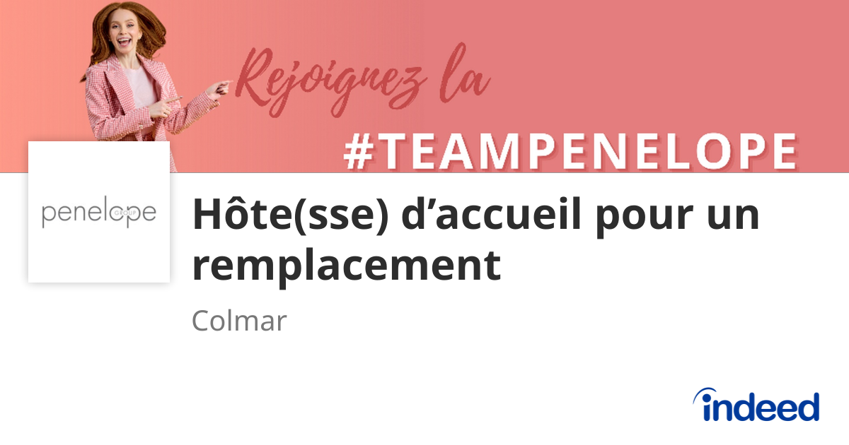 Hôte(sse) d’accueil pour un remplacement - Colmar (68) - Indeed.com