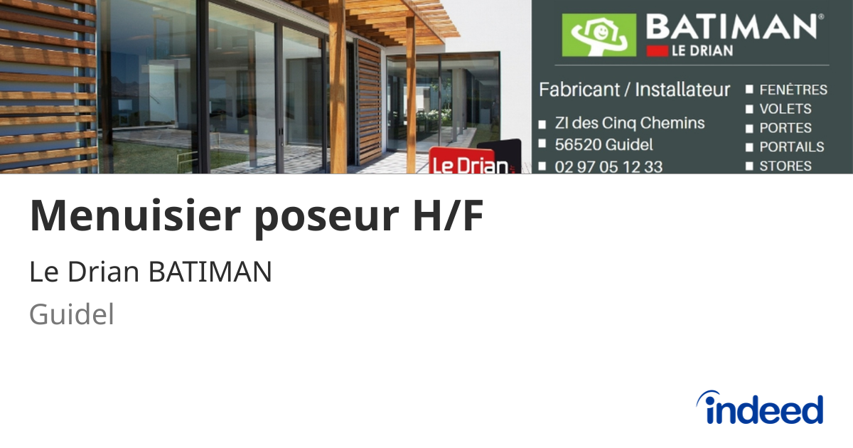 Menuisier poseur H/F - 56520 Guidel - Indeed.com