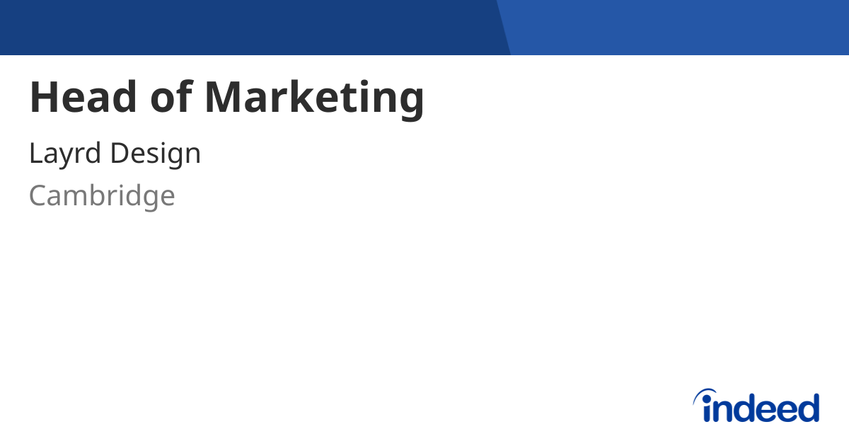 Head of Marketing - Cambridge CB25 9PB - Indeed.com