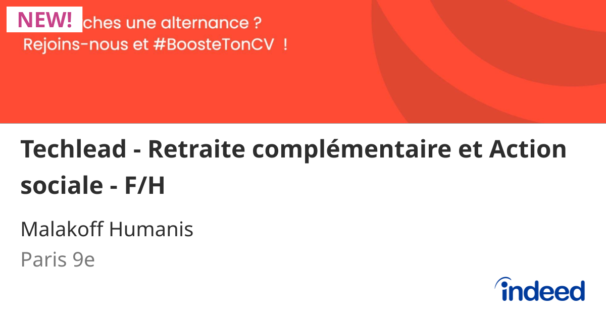 Techlead - Retraite complémentaire et Action sociale - F/H - Paris 9e ...