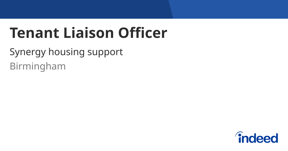Tenant Liaison Officer - Birmingham B11 4BU - Indeed.com