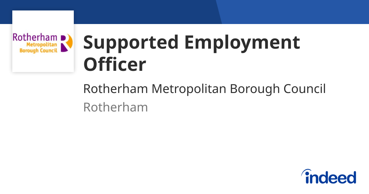 Supported Employment Officer - Rotherham - Indeed.com