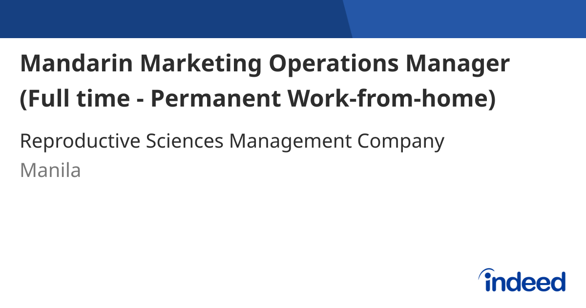 Mandarin Marketing Operations Manager (Full time - Permanent Work-from ...