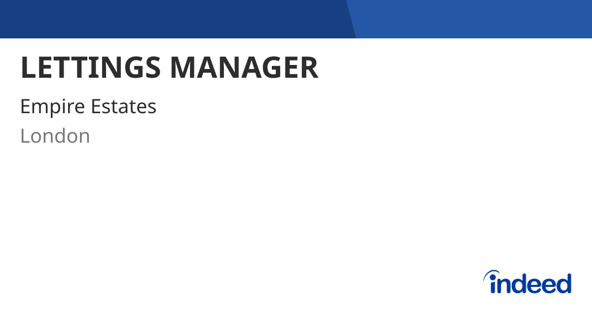 LETTINGS MANAGER - London NW10 - Indeed.com