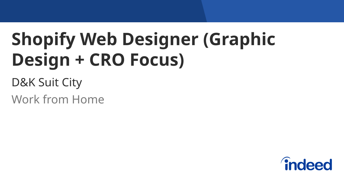 Shopify Web Designer (Graphic Design + CRO Focus) - Work from Home ...