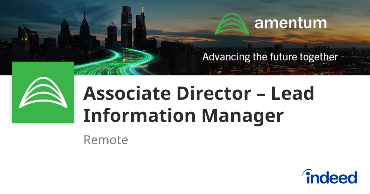 Associate Director – Lead Information Manager - Remote - Indeed.com