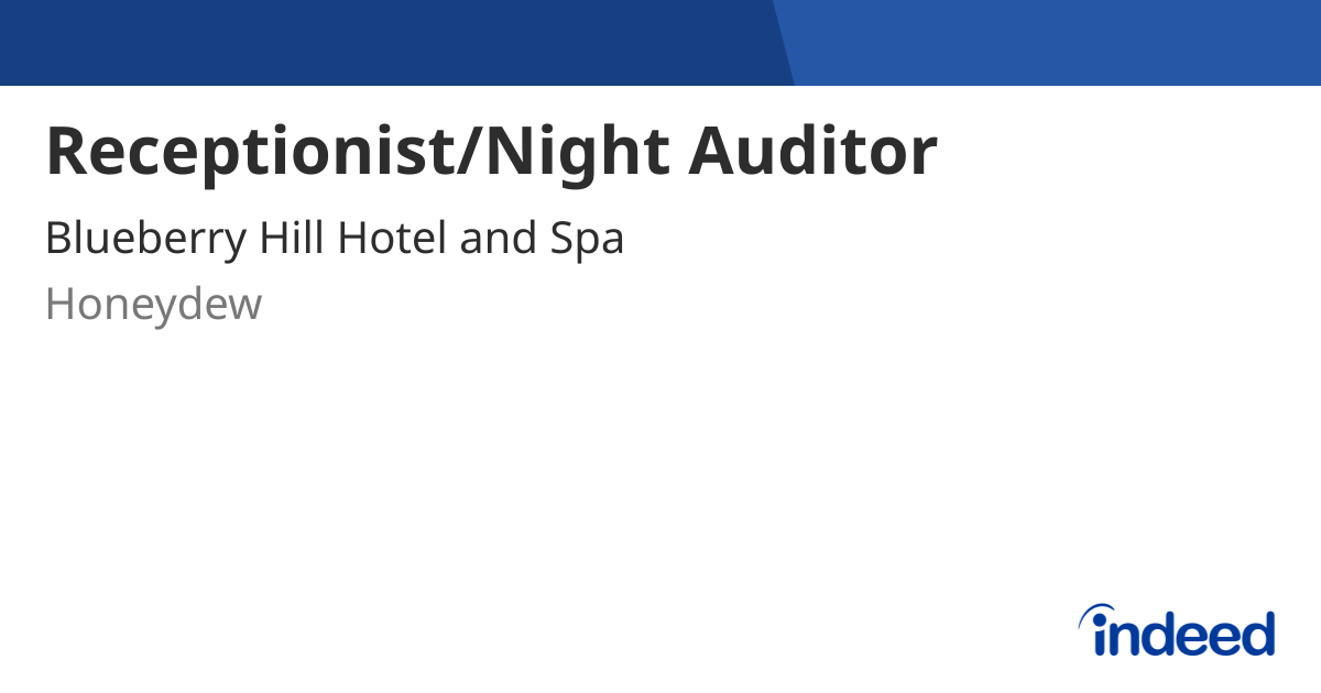 Receptionist/Night Auditor - Honeydew, Gauteng - Indeed.com