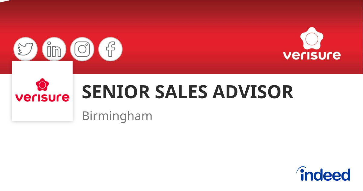 SENIOR SALES ADVISOR - Birmingham B5 4BU - Indeed.com