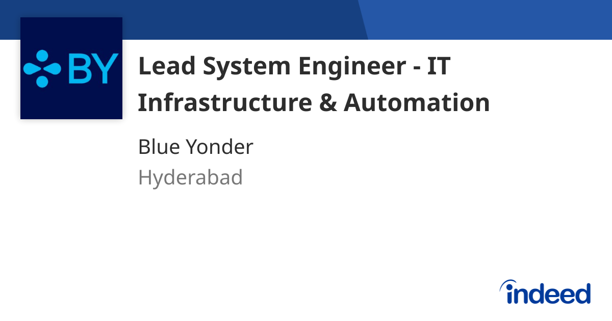 Lead System Engineer - IT Infrastructure & Automation - Hyderabad - Indeed.com