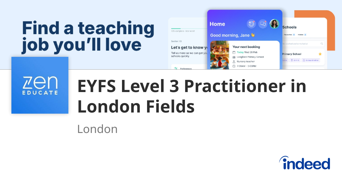 EYFS Level 3 Practitioner in London Fields - London E8 3SA - Indeed.com
