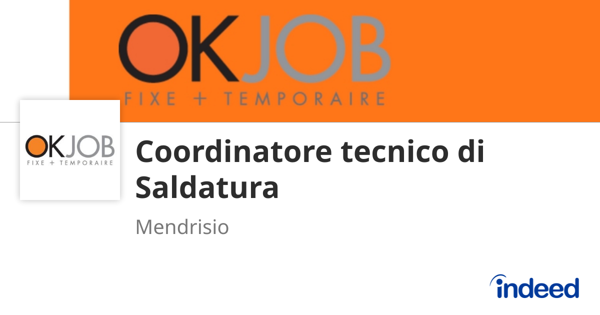 Coordinatore tecnico di Saldatura - 6850 Mendrisio, TI - Indeed.com