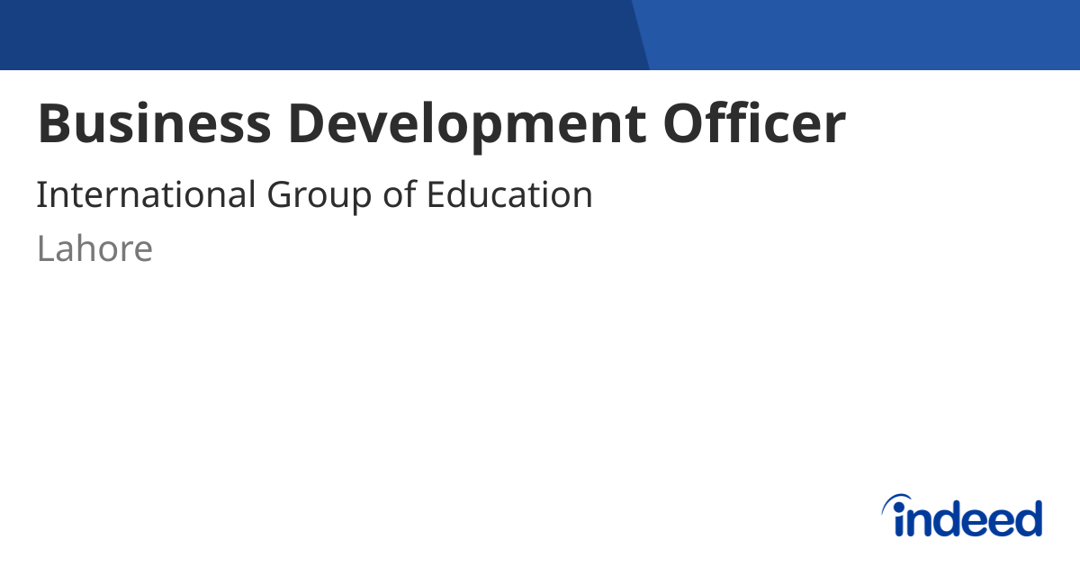Business Development Officer - Lahore - Indeed.com