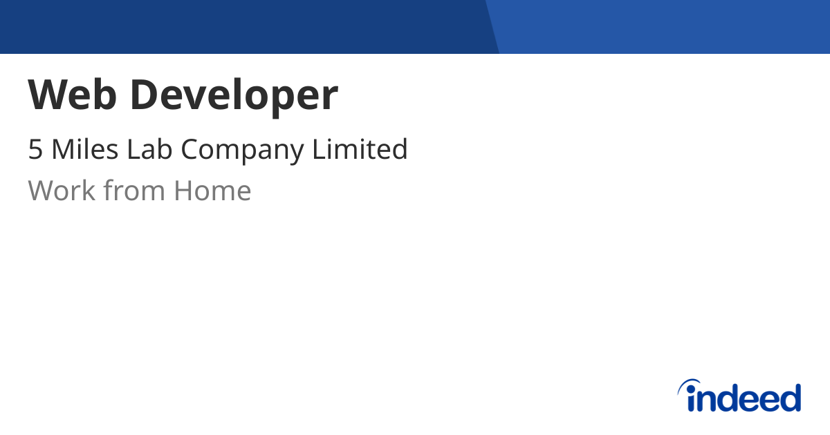 Web Developer - Work from Home - Indeed.com