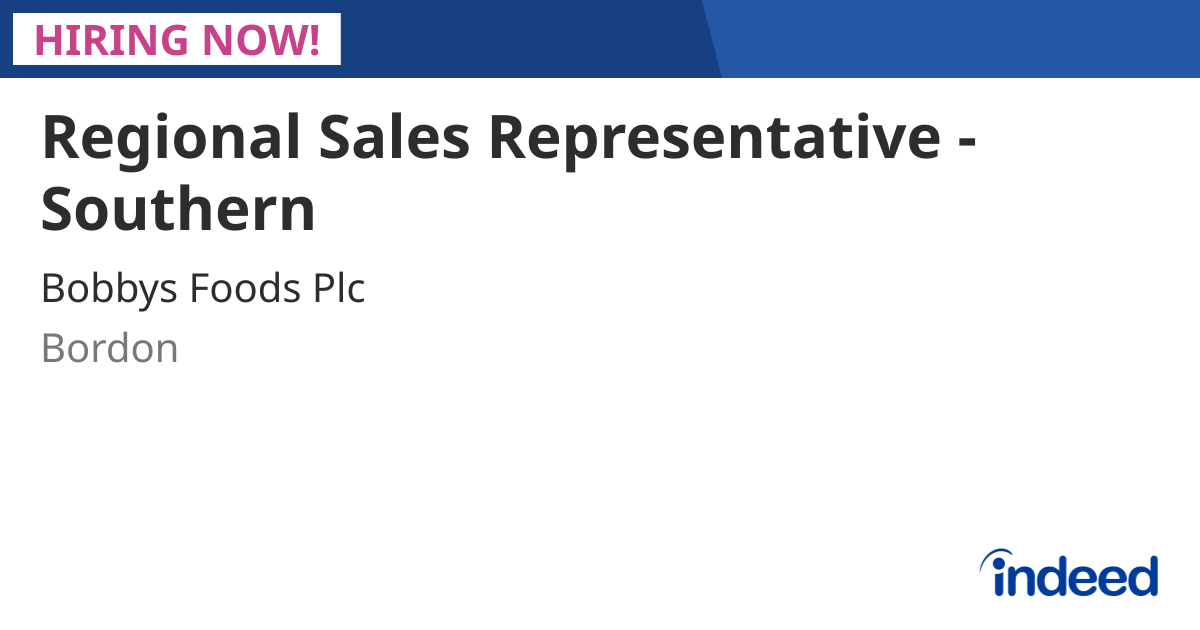 Regional Sales Representative - Southern - Bordon GU35 9AH - Indeed.com