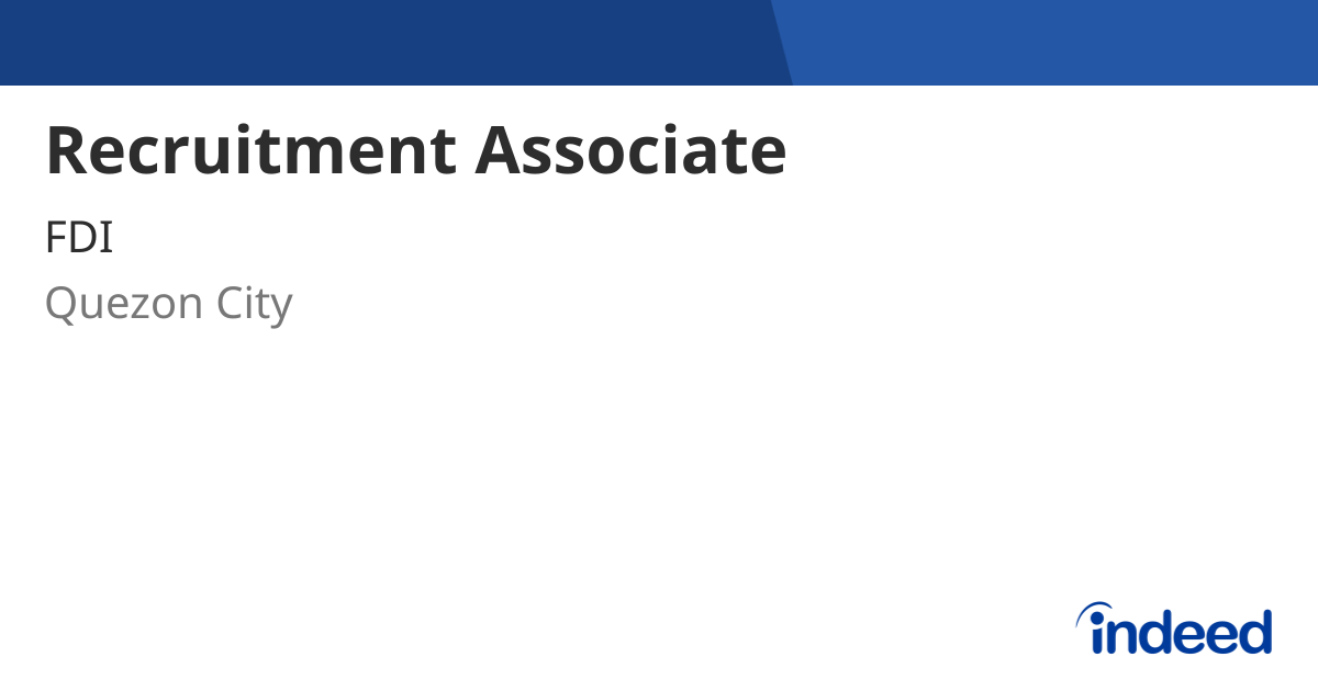 Recruitment Associate - Quezon City - Indeed.com