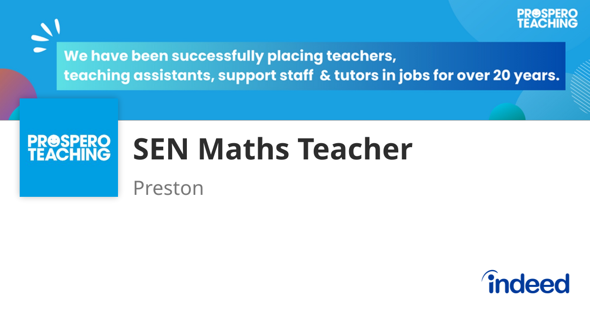 SEN Maths Teacher - Preston - Indeed.com