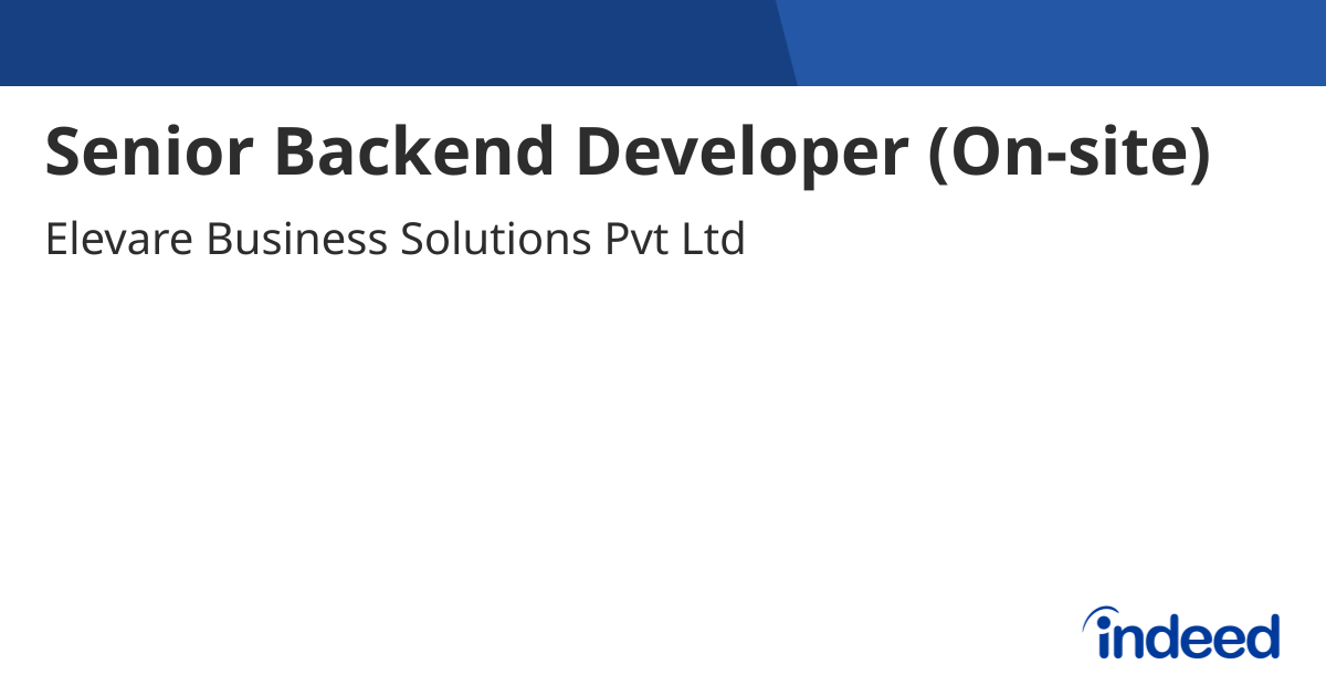 Senior Backend Developer - Kazhakoottam, Thiruvananthapuram, Kerala - Indeed.com