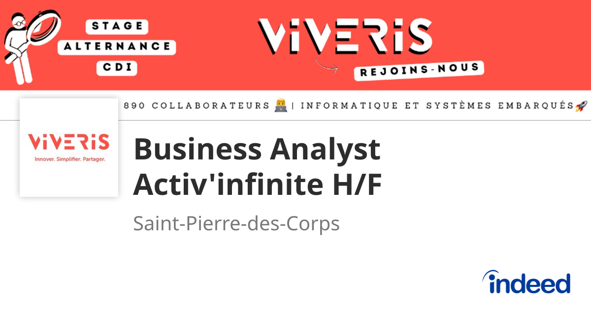 Business Analyst Activ'infinite H/F - 37700 Saint-Pierre-des-Corps ...