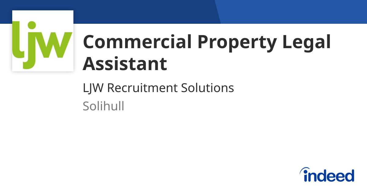 Commercial Property Legal Assistant - Solihull - Indeed.com